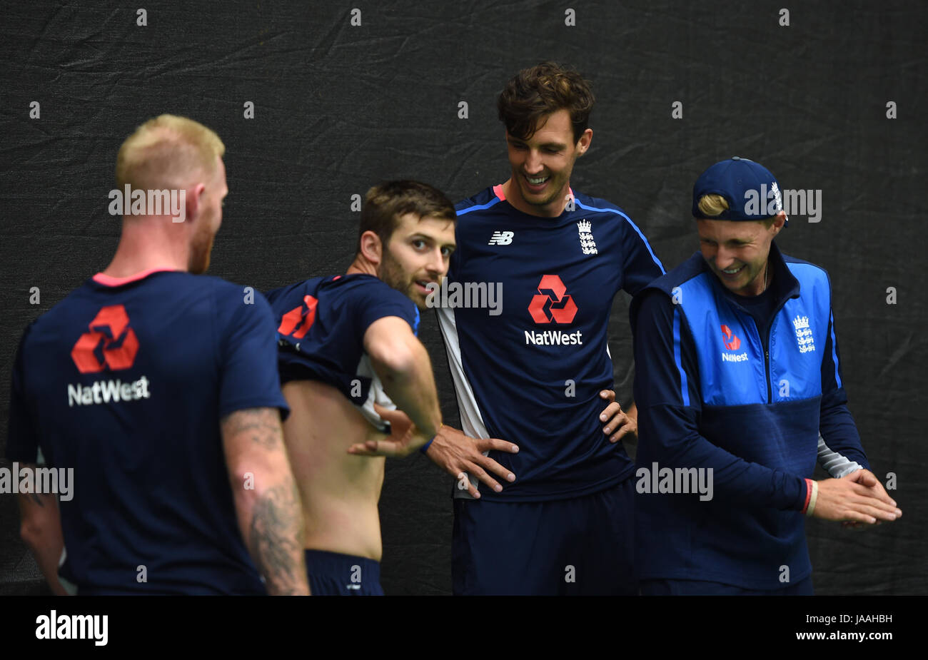 England's (left to right) Ben Stokes, Mark Wood, Steven Finn and Joe ...