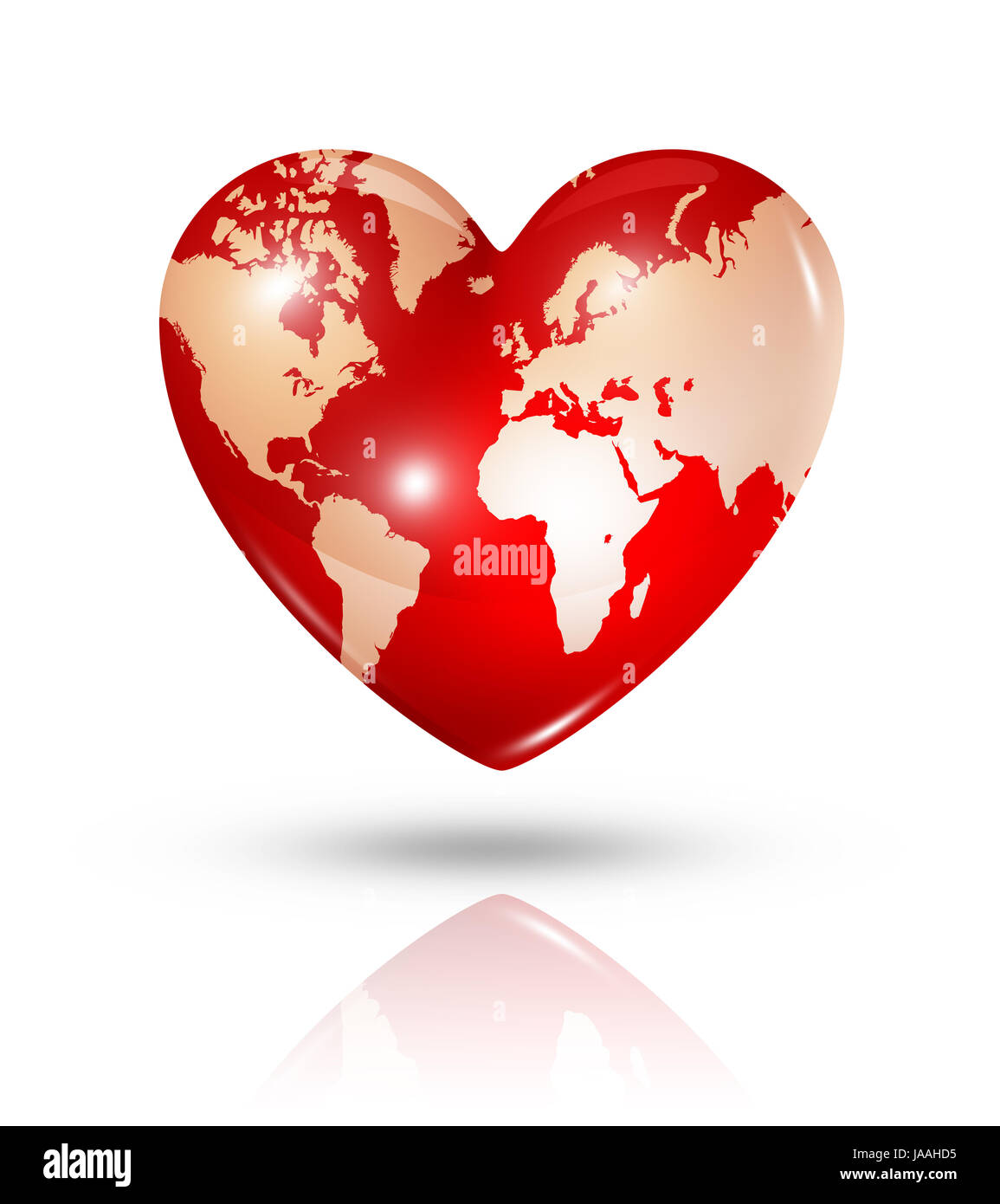 Heart world globe concept 3d hi-res stock photography and images - Alamy