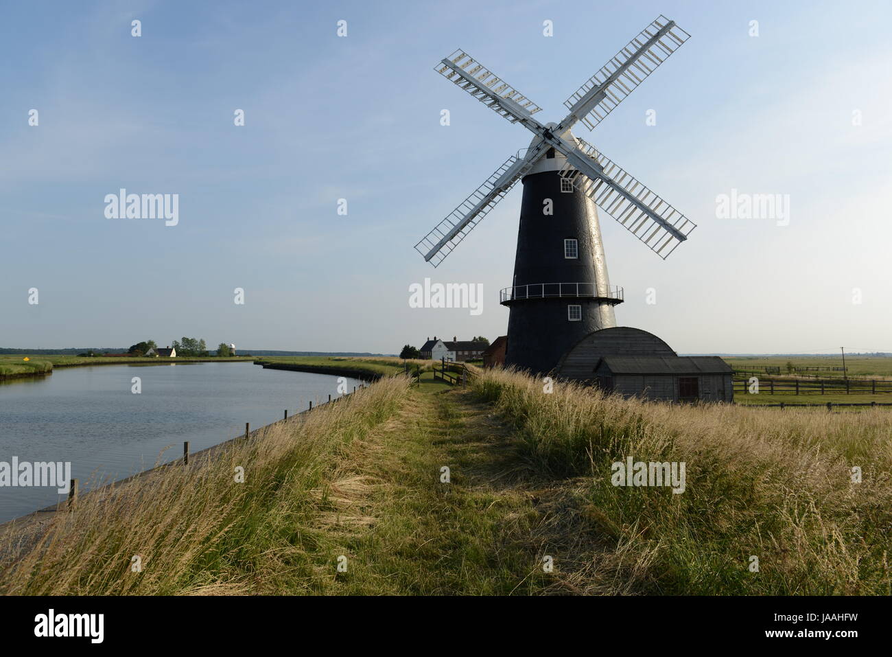 england, windmill, england, windmill, norfolk broads, river bure Stock ...
