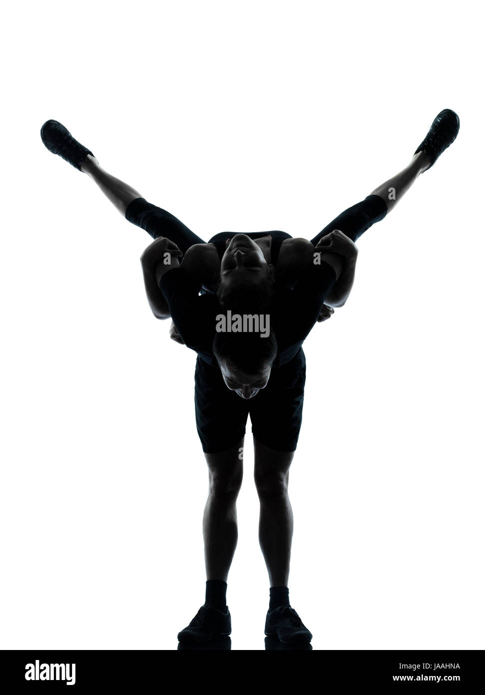 one couple man woman exercising workout aerobic fitness posture full ...