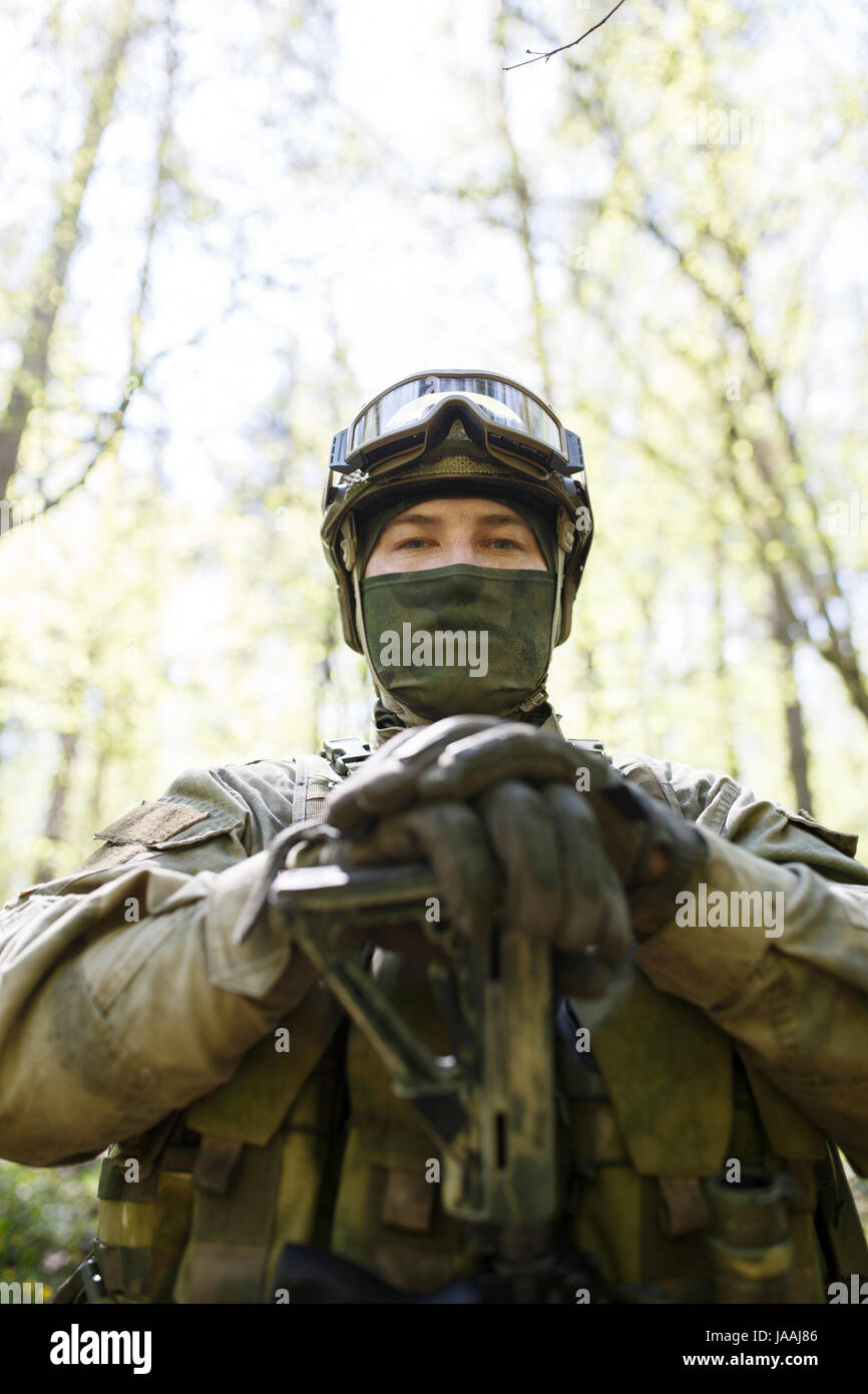 Photo of soldier in helmet Stock Photo - Alamy