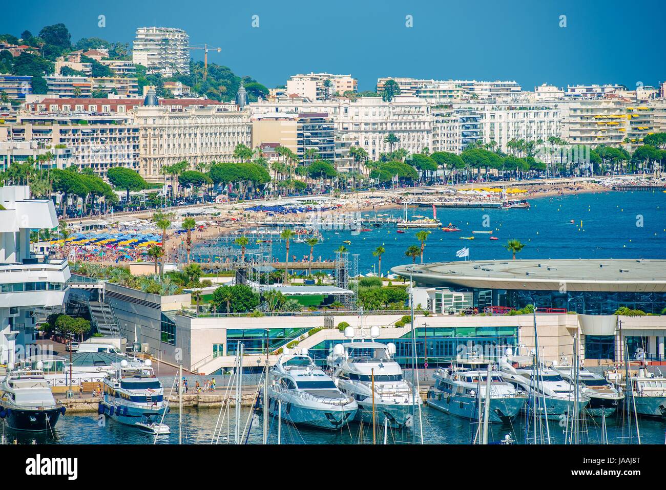 Cannes Waterfront France. Cannes Famous Beach and Marina Stock Photo ...