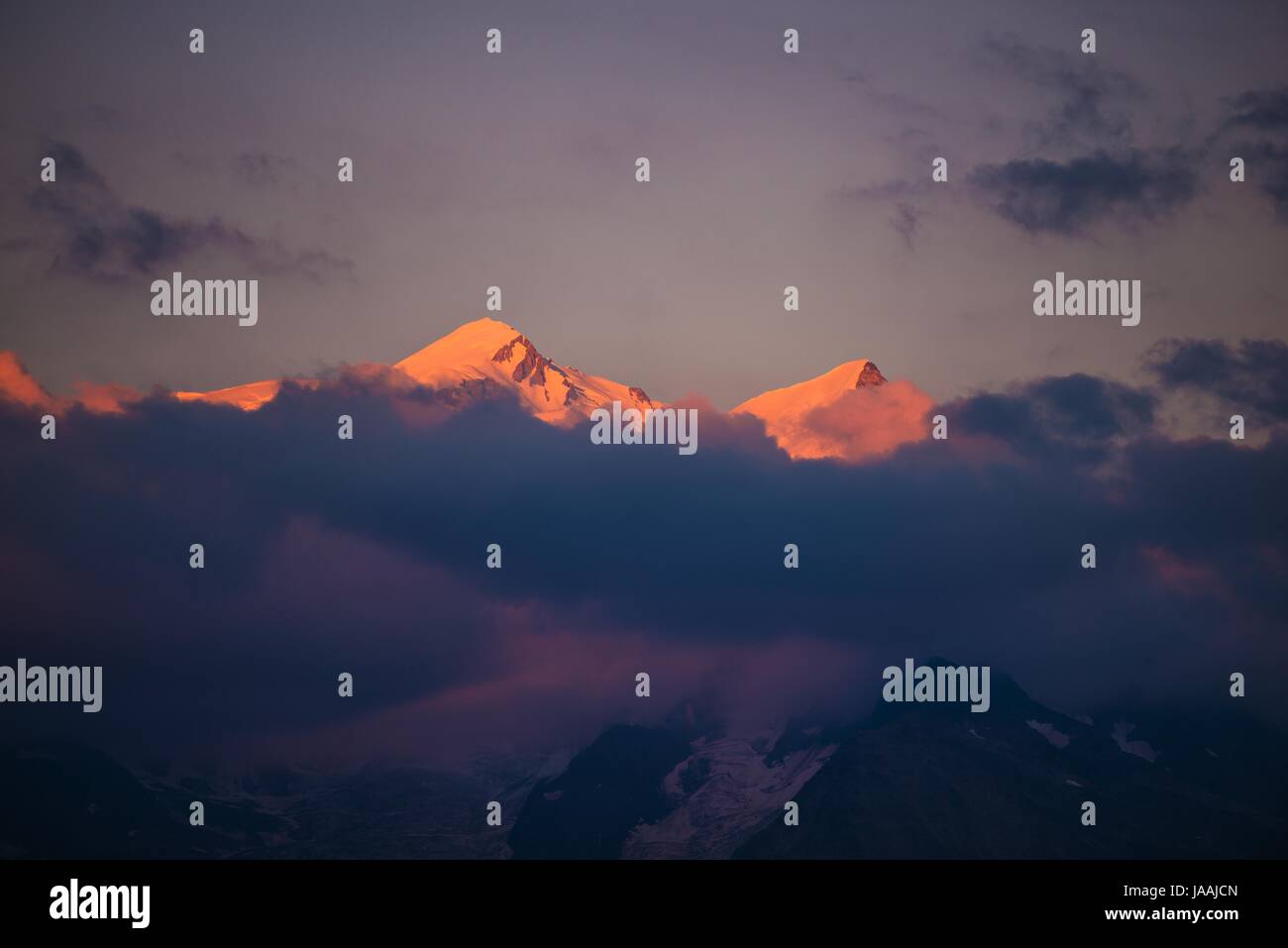 Mont Blanc Massif at Sunset near Chamonix, France. Scenic Alpine Sunset ...