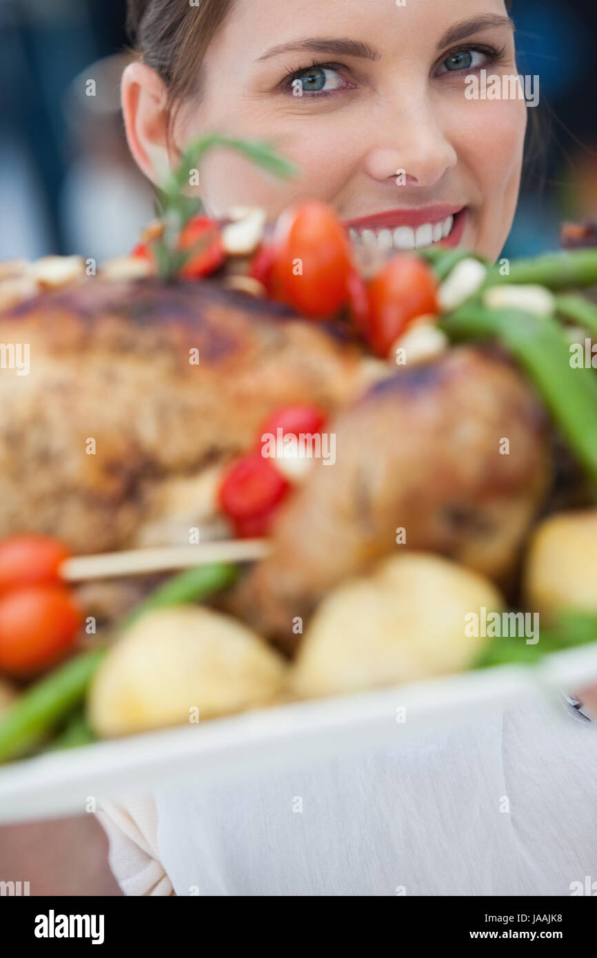 Woman roast chicken portrait hi-res stock photography and images - Alamy