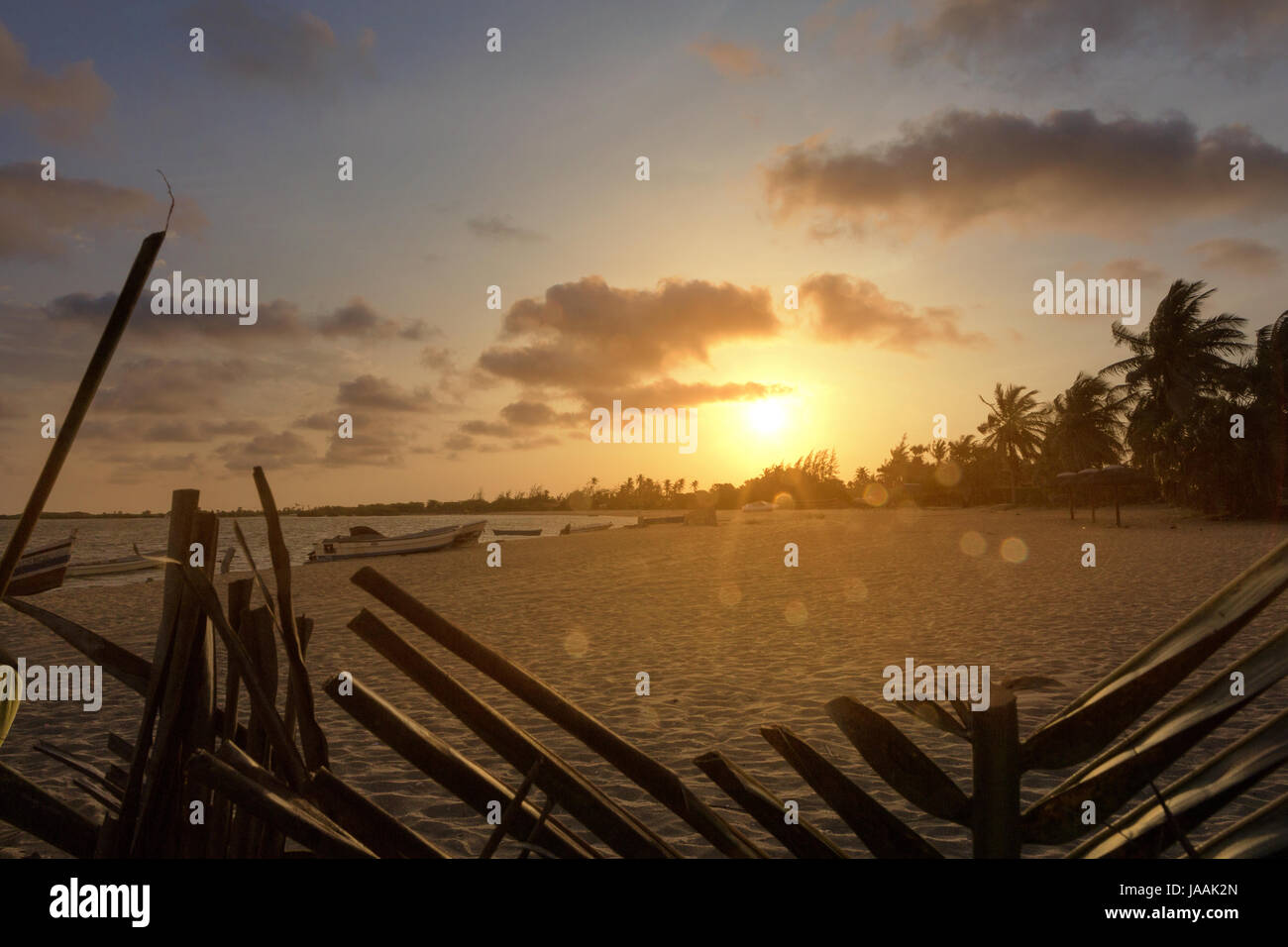 Sunset on the tropical island of mussulo angola Stock Photo - Alamy