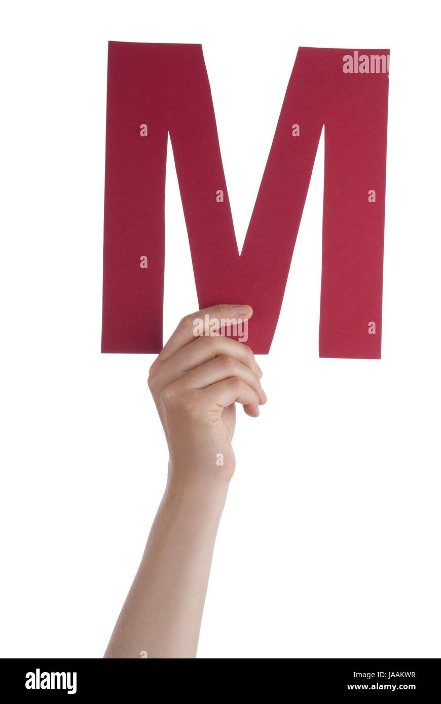 A Hand With an Red M, Isolated Stock Photo - Alamy