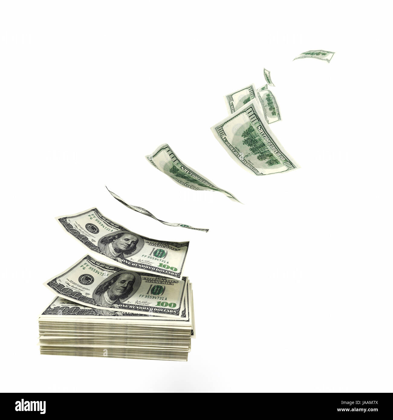 3d image of flying dollars Stock Photo - Alamy