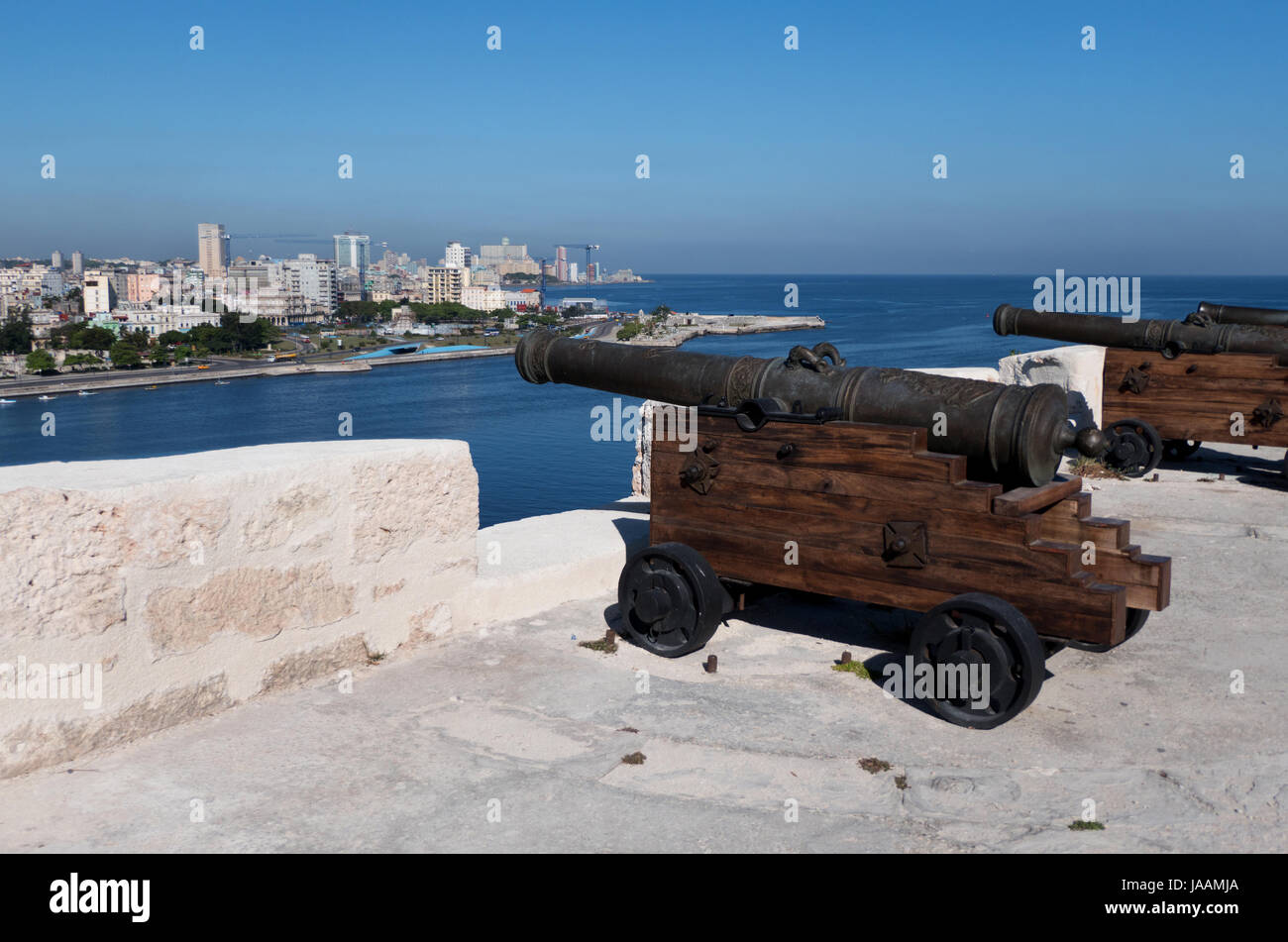 View of Havana, Cuba from El Morro Castle. Malecon promenade, La Habana ...