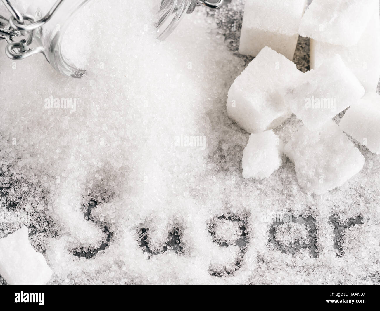 Pile sugar unhealthy word hi-res stock photography and images - Alamy