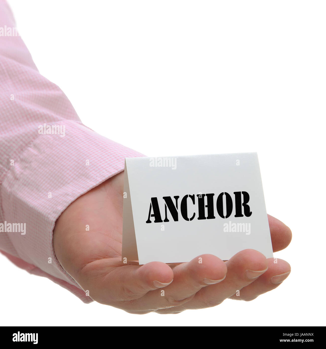 Business man holding anchor sign Stock Photo - Alamy