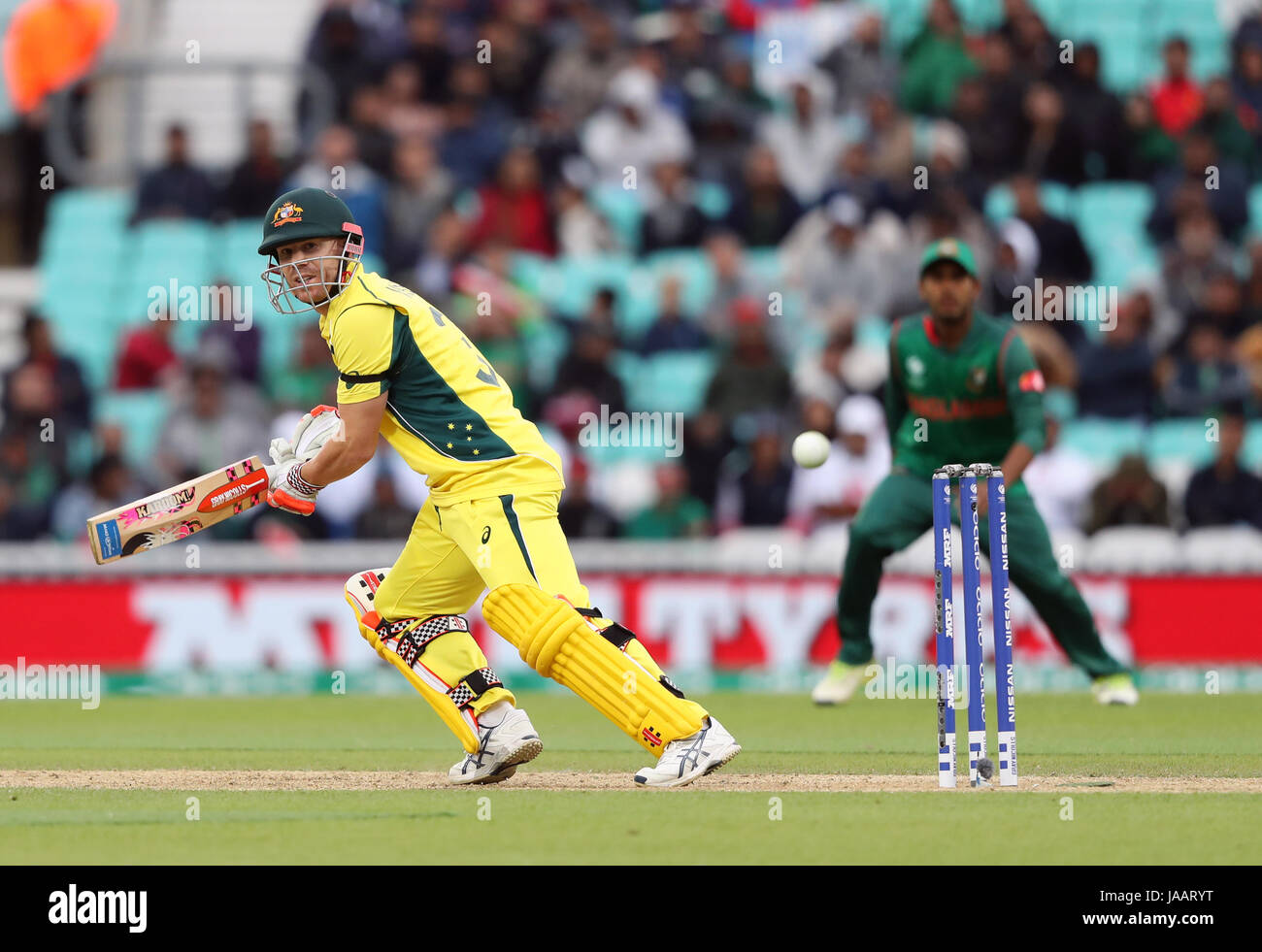 Australia's David Warner bats during the ICC Champions Trophy, Group A ...
