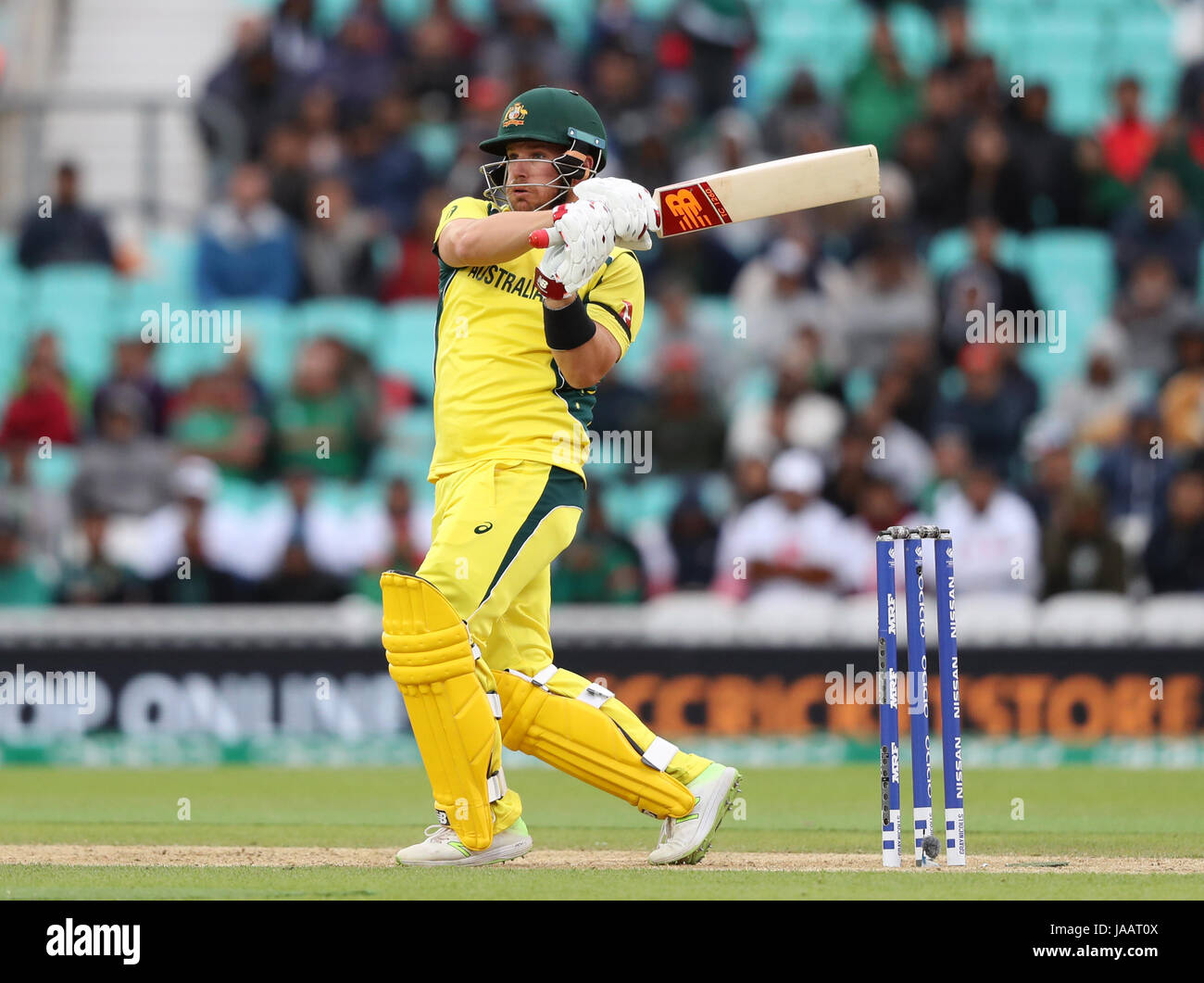 Australia's Aaron Finch bats during the ICC Champions Trophy, Group A ...