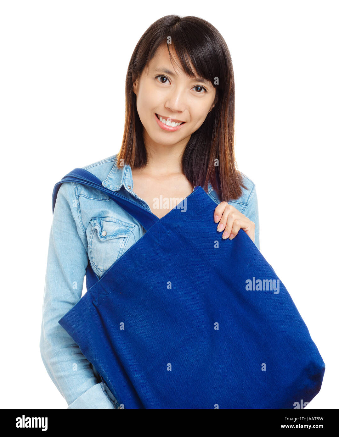 Asian woman using recycle bag Stock Photo - Alamy