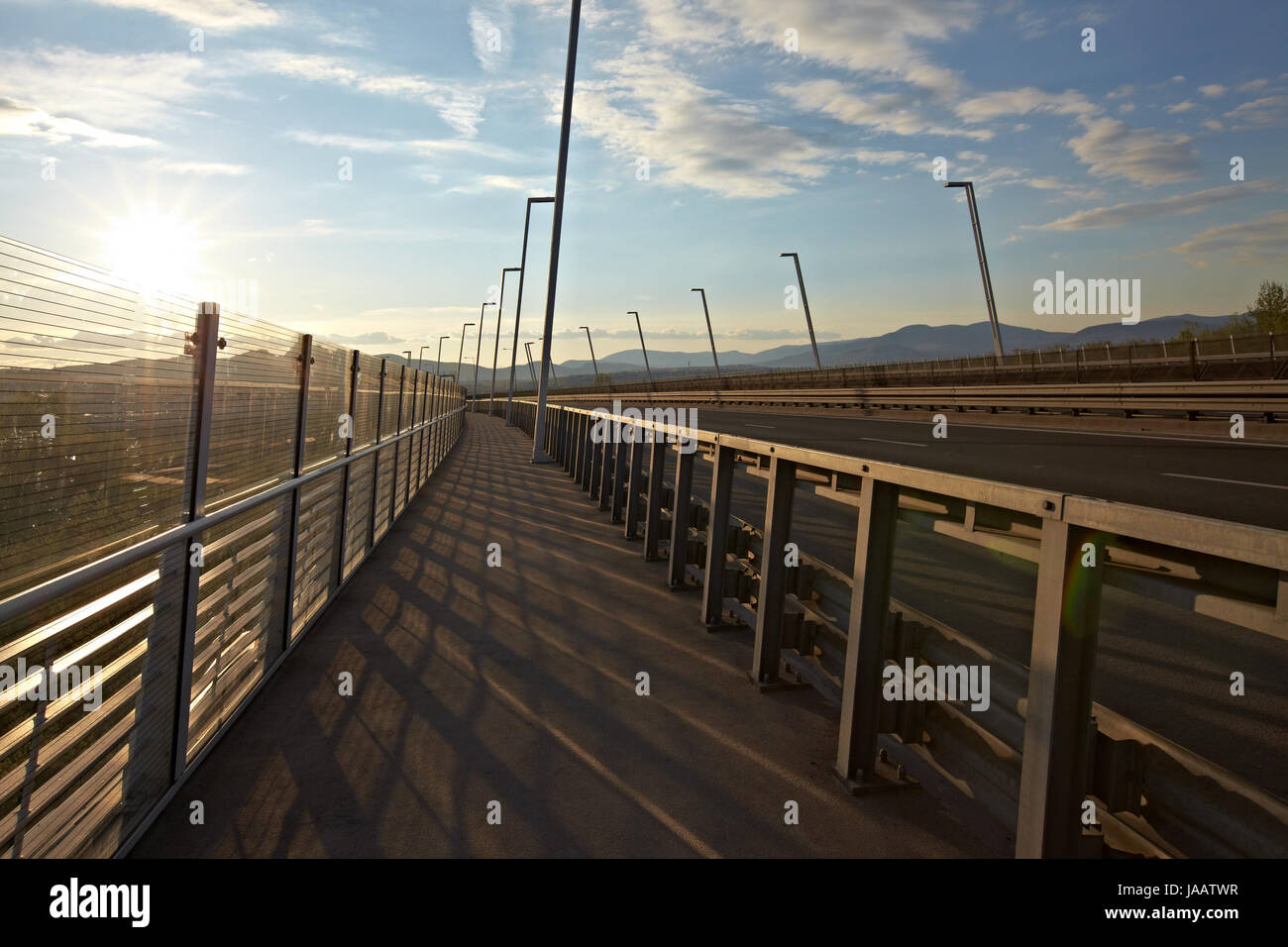 Highway over a bridge with little traffic Stock Photo - Alamy