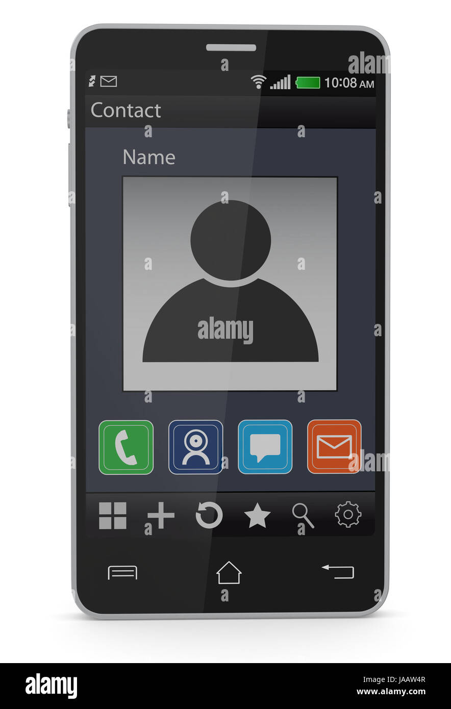 front view of a smartphone with contacts app (3d render Stock Photo - Alamy