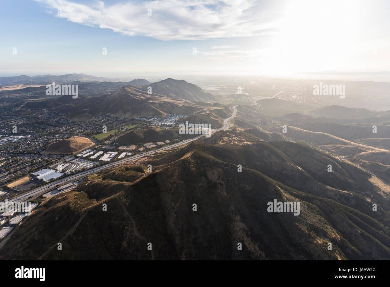 Aerial view of the Conejo Grade on the Ventura 101 Freeway in Newbury ...