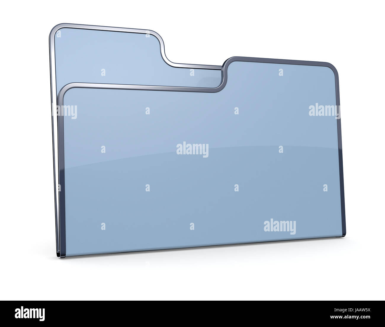 one computer folder icon, blue with metallic border (3d render Stock ...