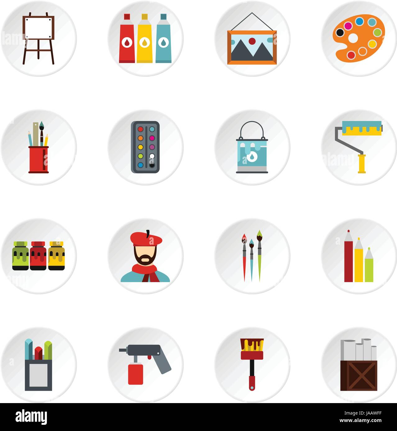 Artist studio icons set, flat style Stock Vector Image & Art - Alamy