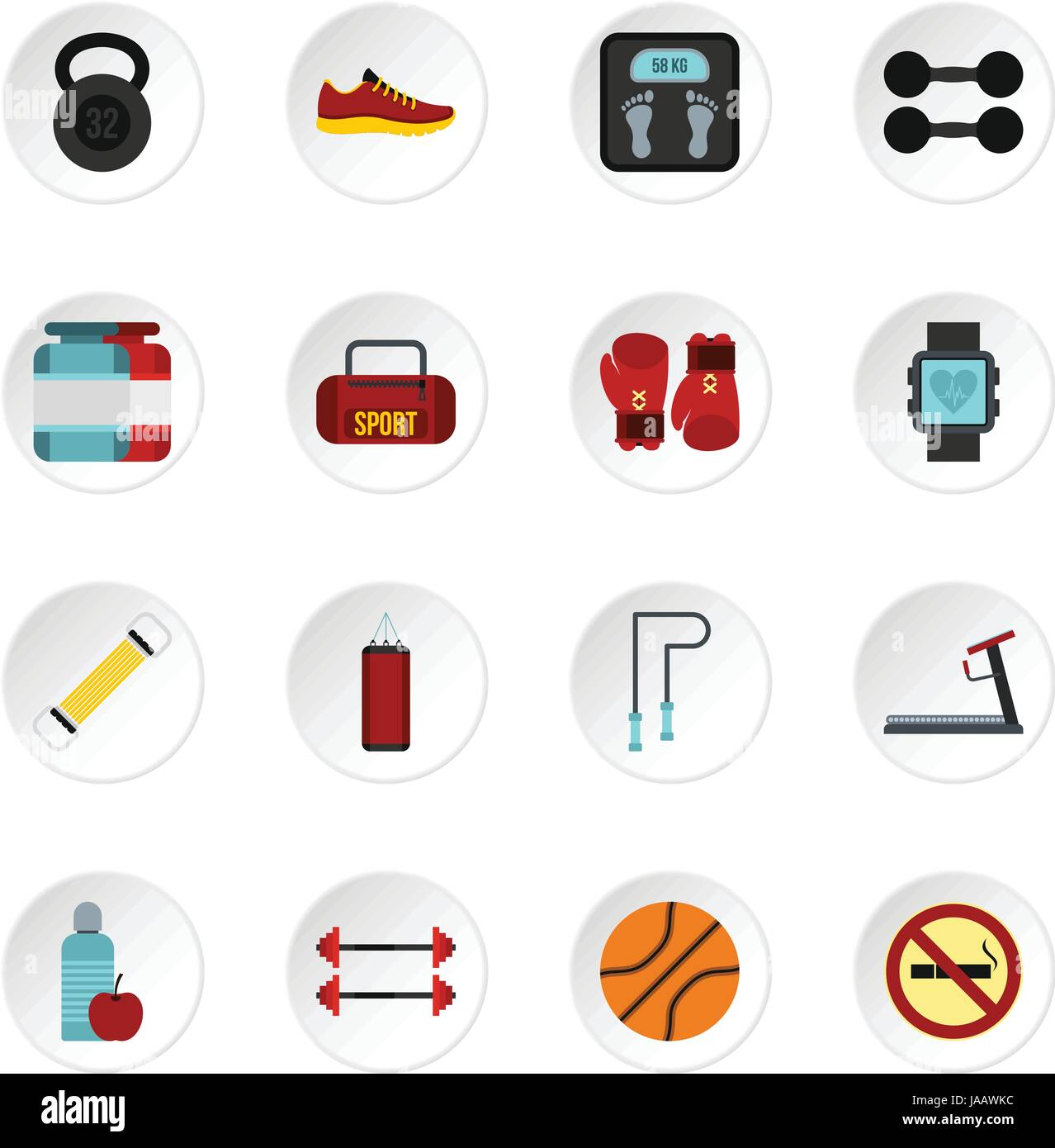 Fitness icons set, flat style Stock Vector Image & Art - Alamy