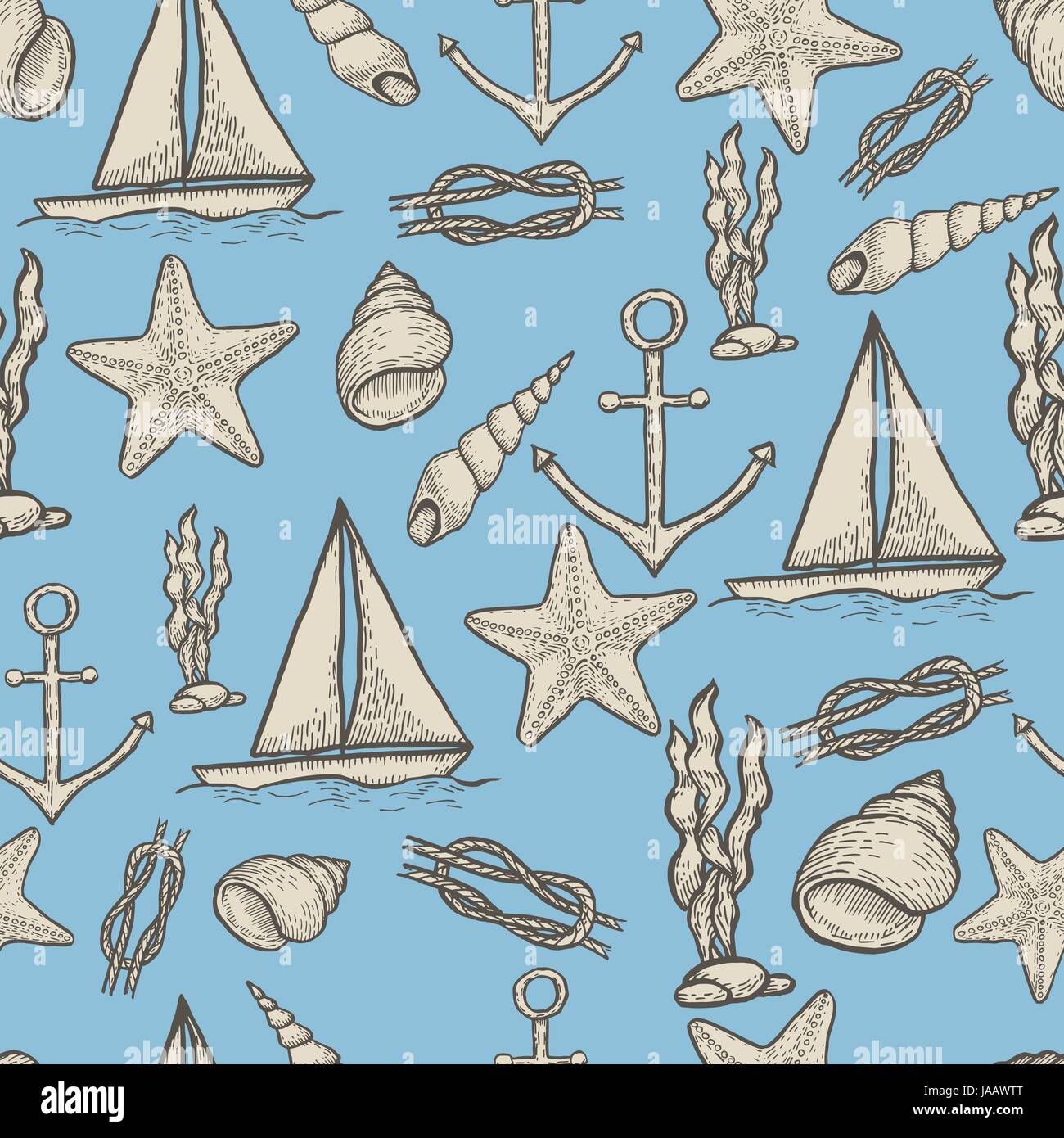 Naval hand drawing seamless pattern Stock Vector Image & Art - Alamy