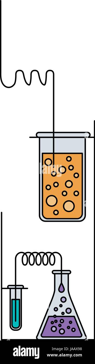 colorful image of chemical laboratory with an experiment in process ...