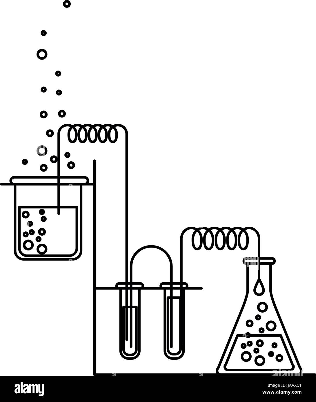 sketch silhouette of scene chemical laboratory with an experiment in ...