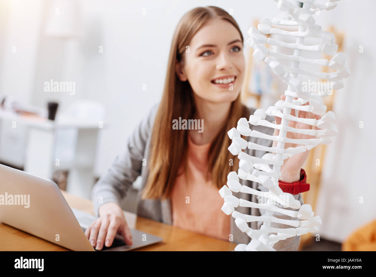 Human architecture. Productive committed ambitious lady looking excited ...