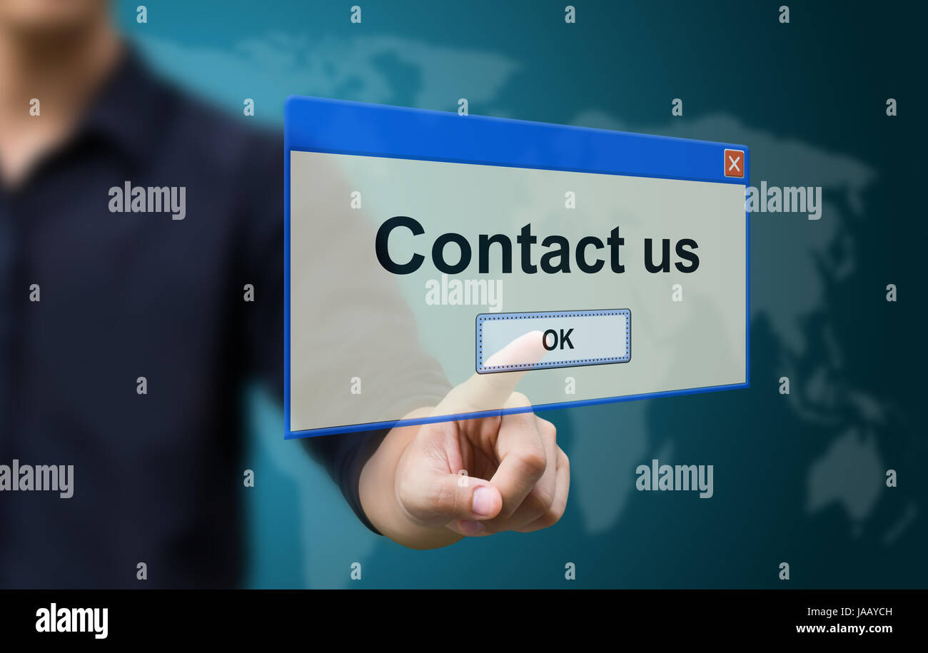 Business hand touch contact us Stock Photo - Alamy