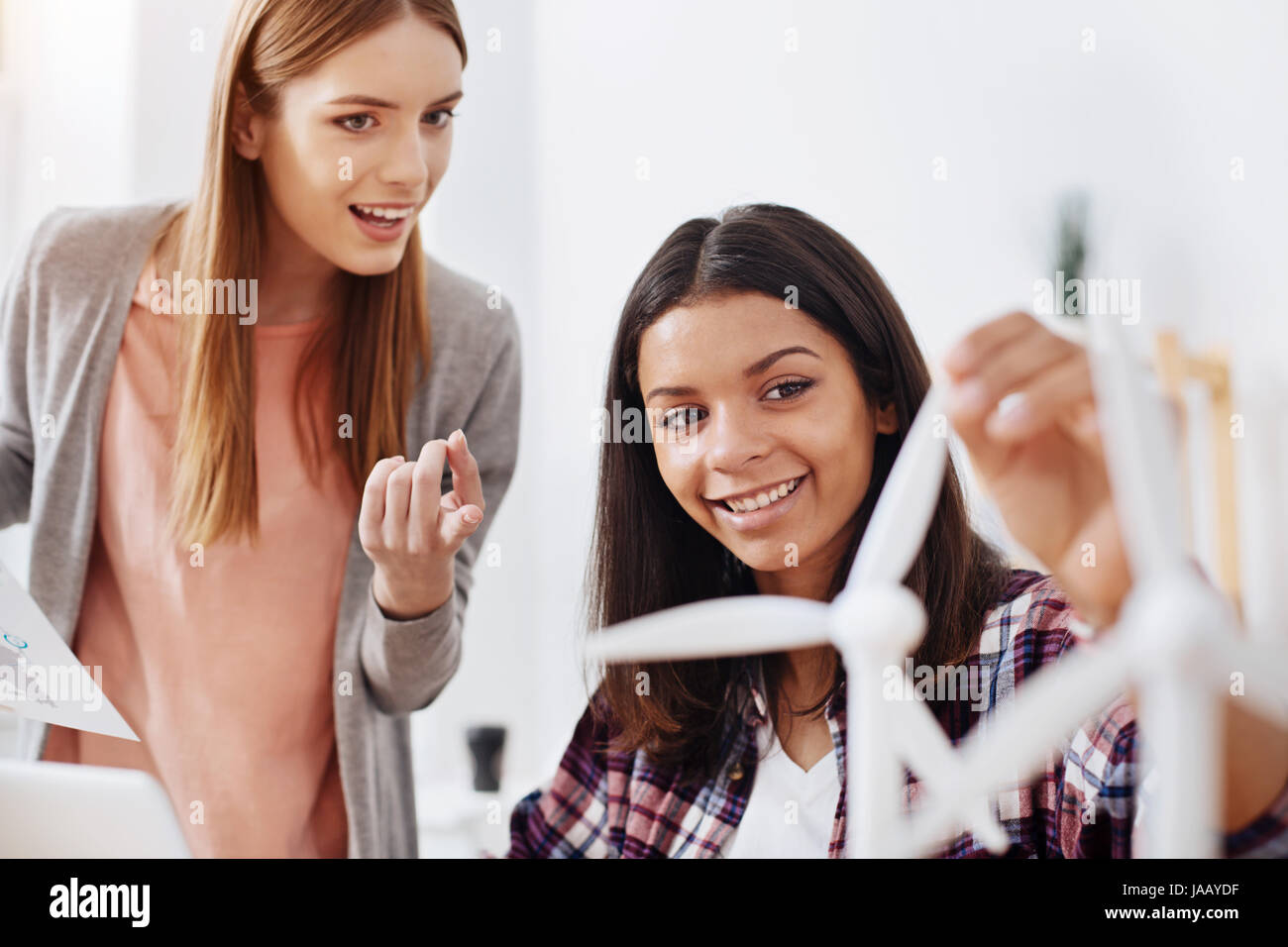 How did you do that. Active inspired practical girl pointing at the ...