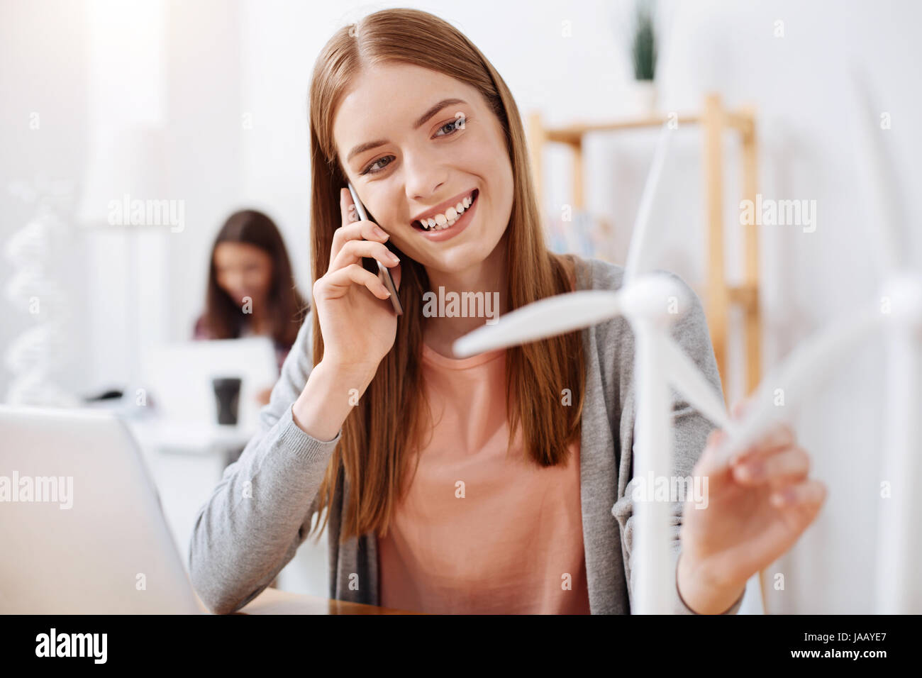 Sharing progressive concepts. Intelligent wise committed lady talking ...