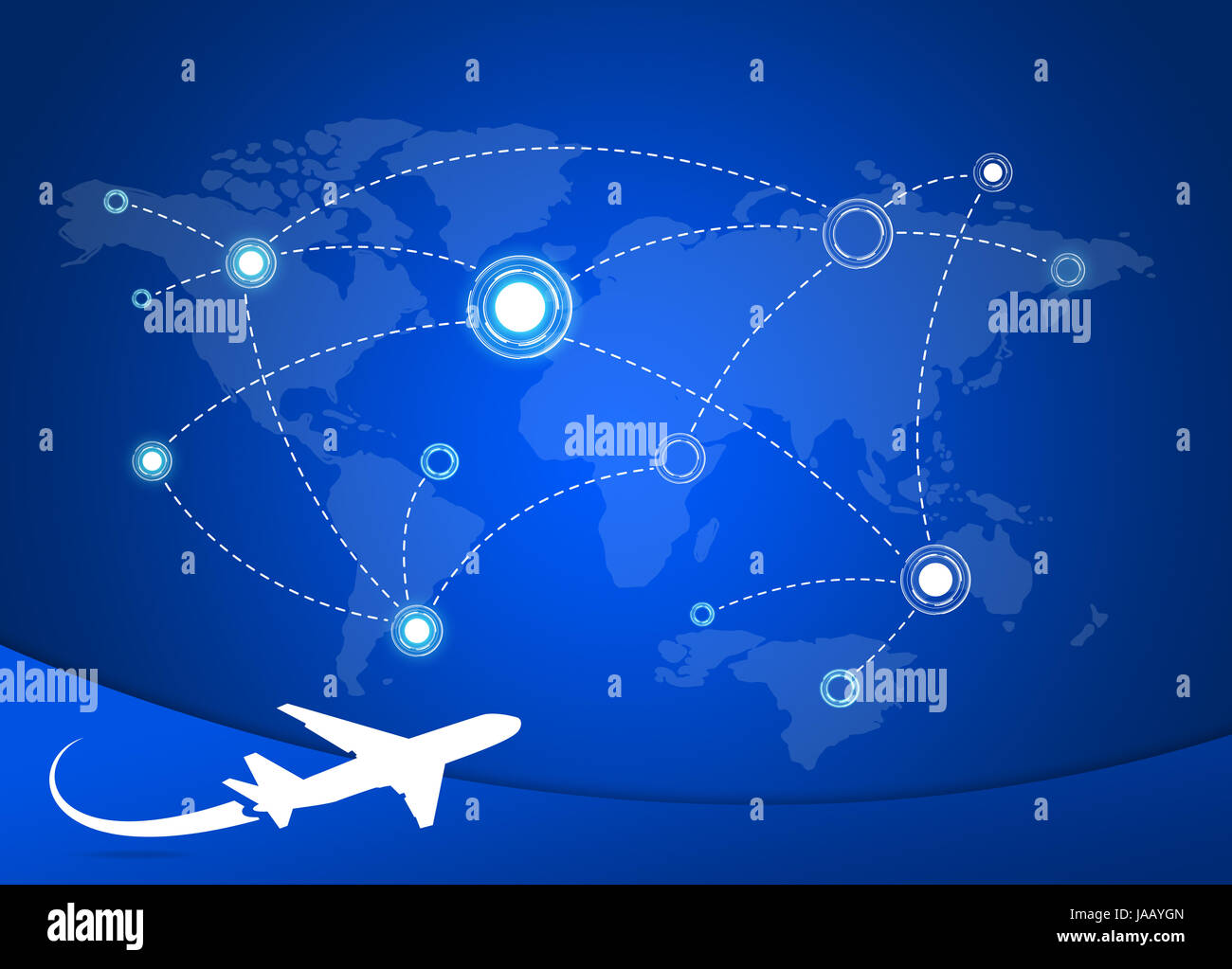 Airplane Routes on world map Stock Photo - Alamy