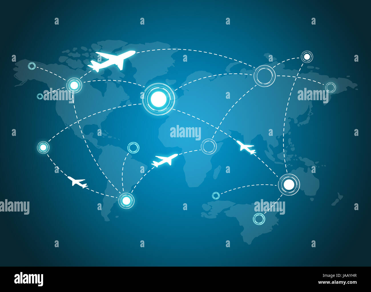 Airplane Routes on world map Stock Photo - Alamy