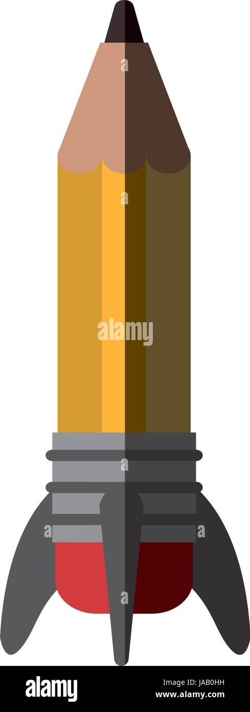 realistic colorful shading image of pencil in rocket form Stock Vector ...