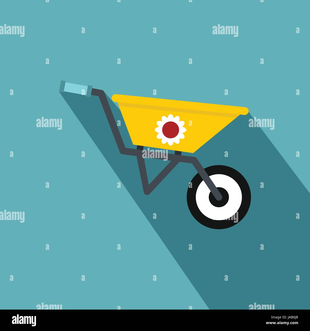 Yellow wheelbarrow icon, flat style Stock Vector Image & Art - Alamy