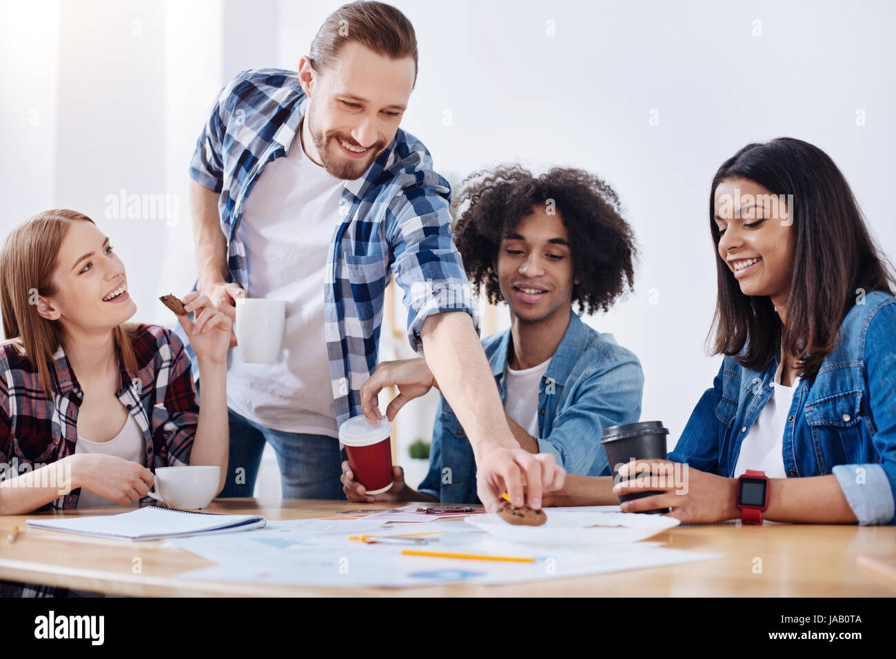 That is for me. Nice easygoing positive colleagues enjoying friendly ...