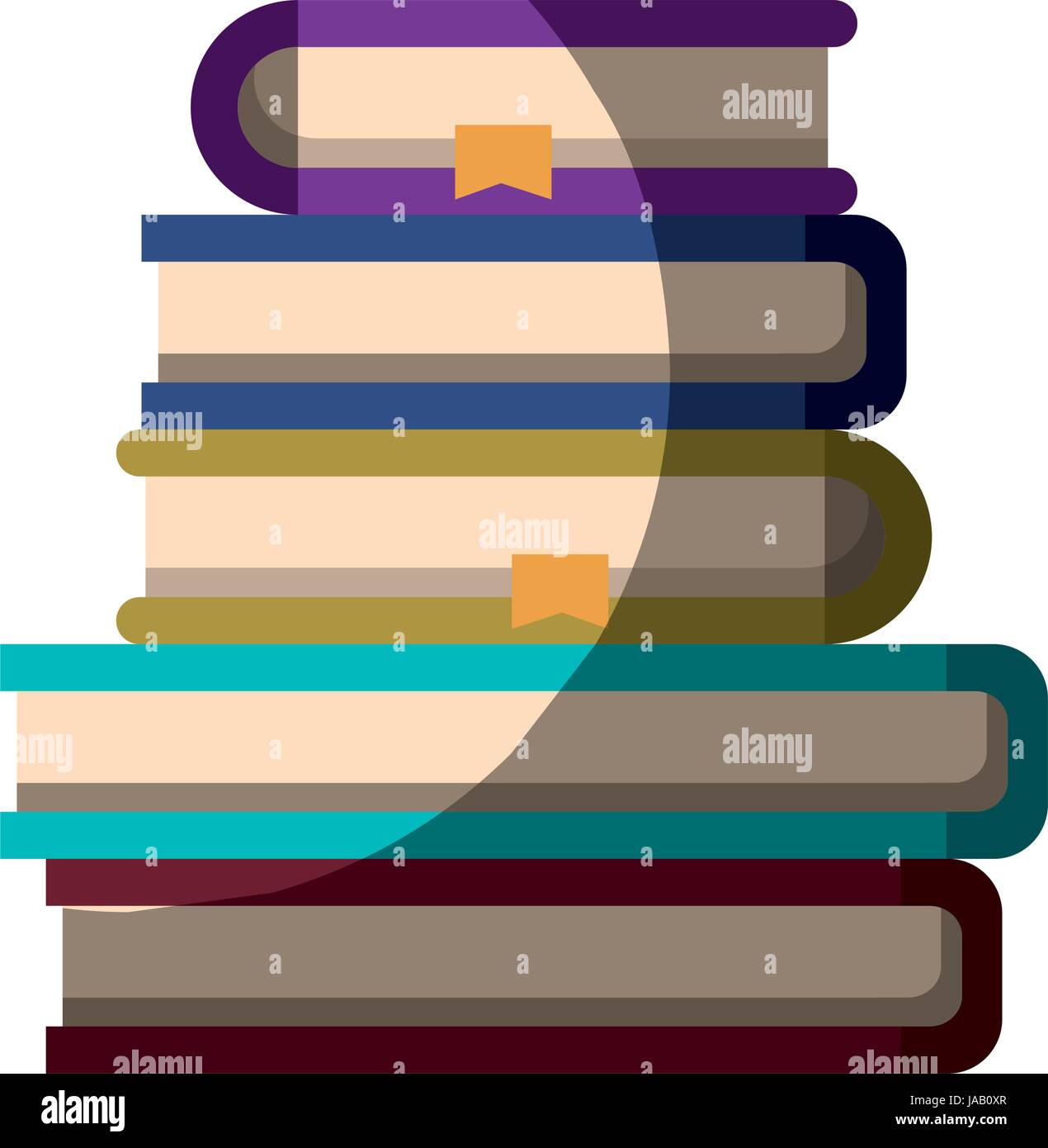realistic colorful shading image of stack of books with bookmark Stock ...