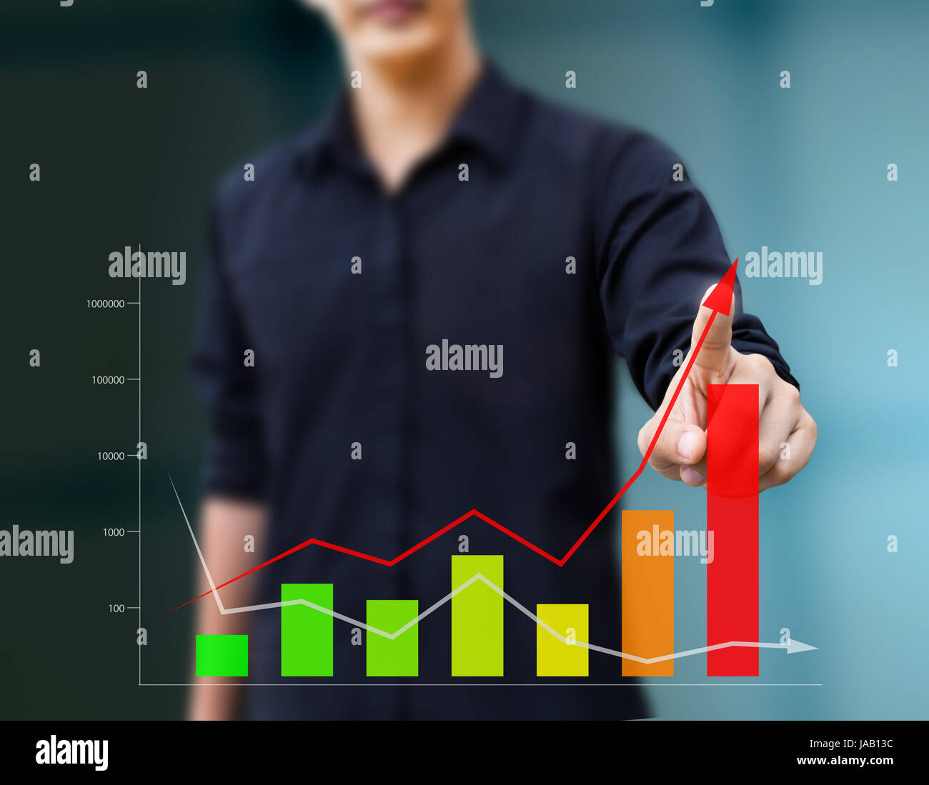 Business man drawing a growth chart Stock Photo - Alamy