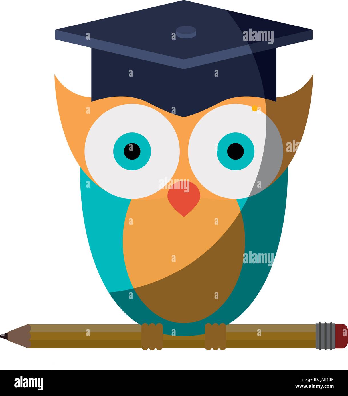 realistic colorful shading image of owl knowledge with cap graduation ...