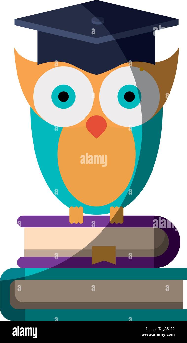 realistic colorful shading image of owl knowledge with cap graduation ...