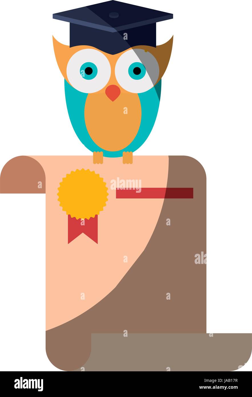 realistic colorful shading image of owl knowledge in certificate Stock ...