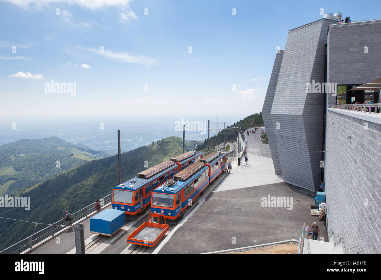 Trains at the summit station of the Monte Generoso (Generoso Mount ...