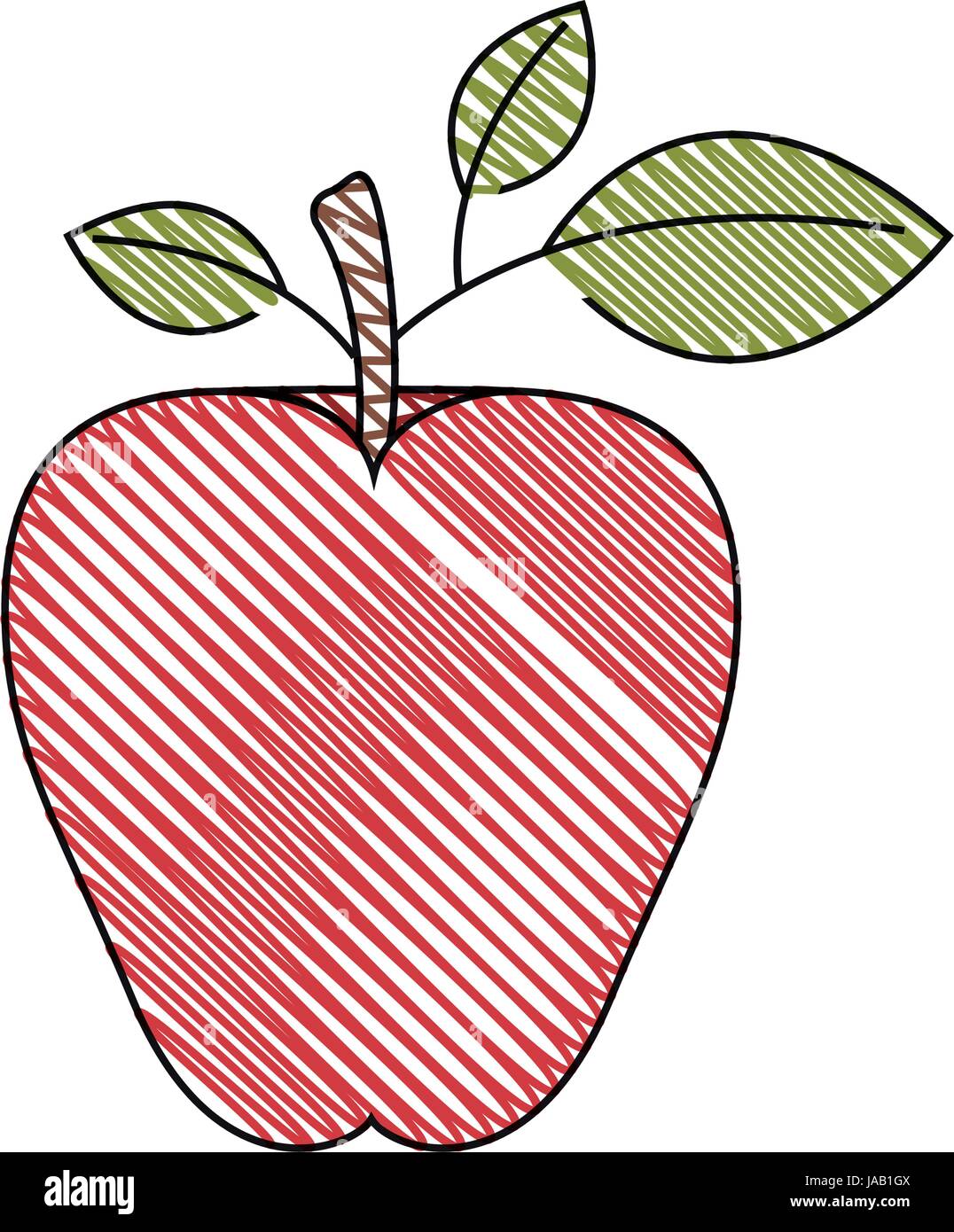 color crayon stripe image of red apple fruit Stock Vector Image & Art ...