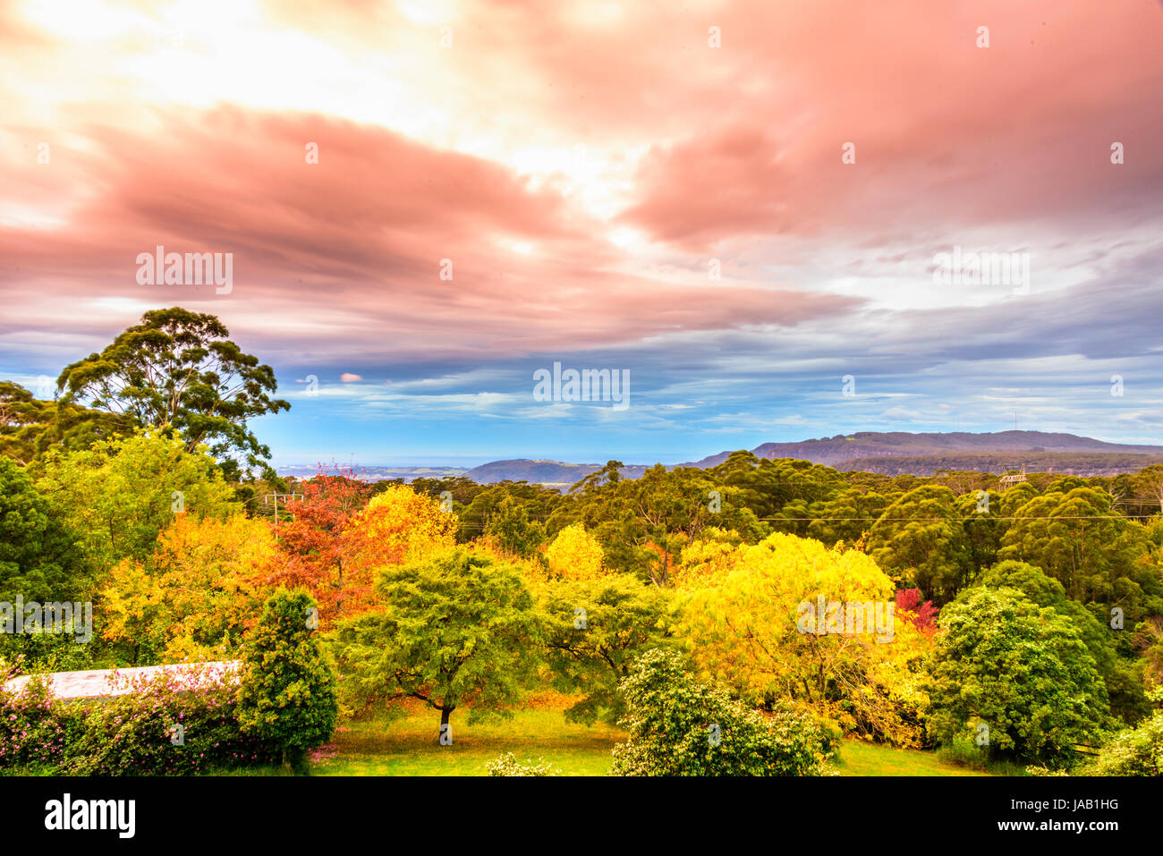 Wild skies at sunset on Mount Murray, NSW Stock Photo - Alamy