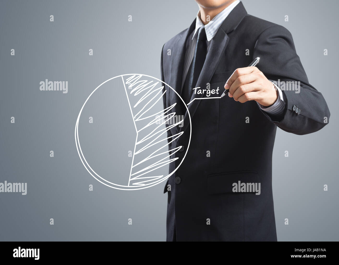 Business hand drawing a target chart Stock Photo - Alamy