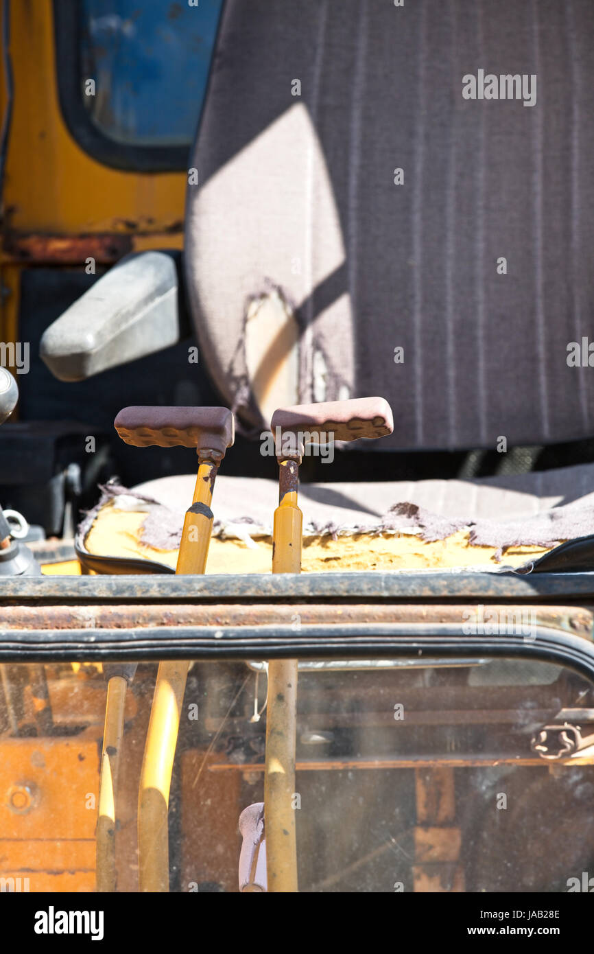 old excavator controls Stock Photo - Alamy