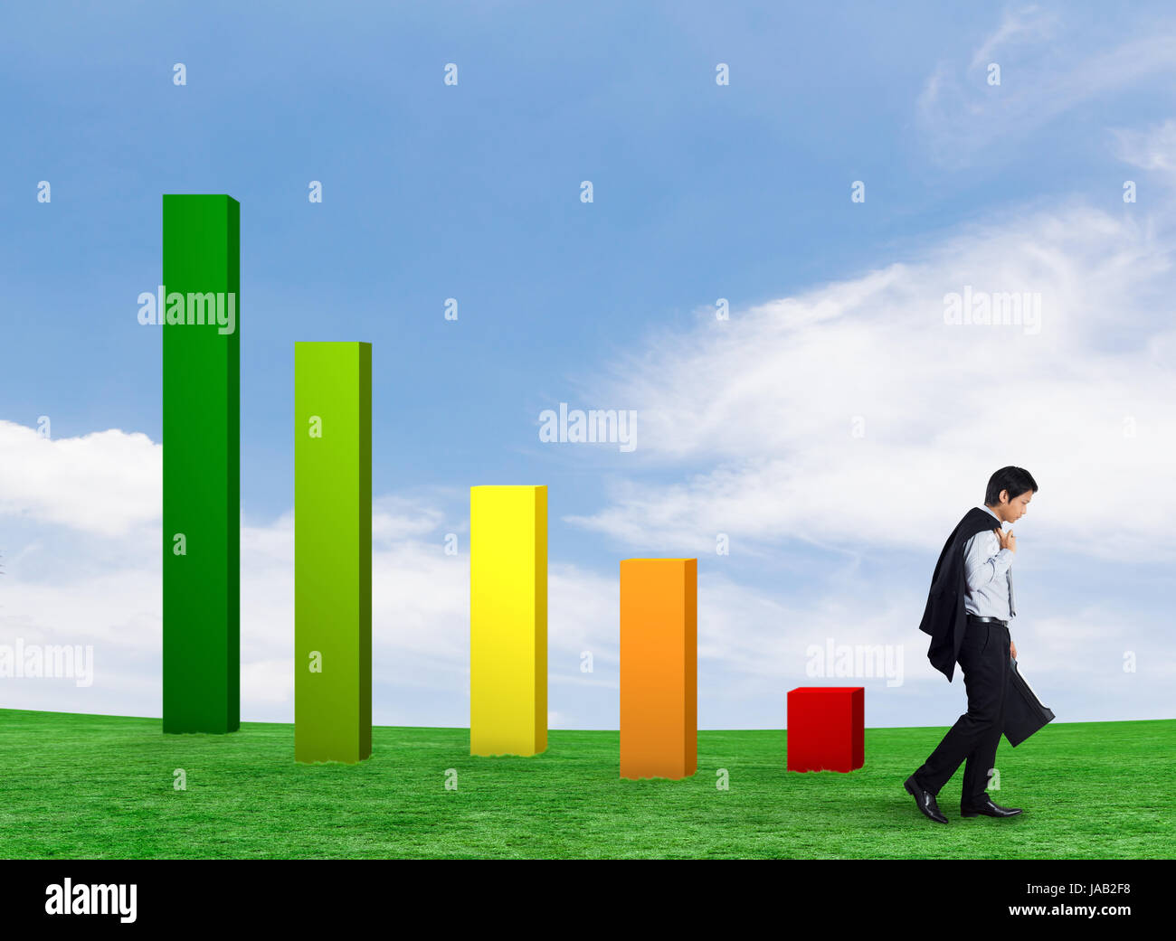 business man with decreasing graph Stock Photo - Alamy