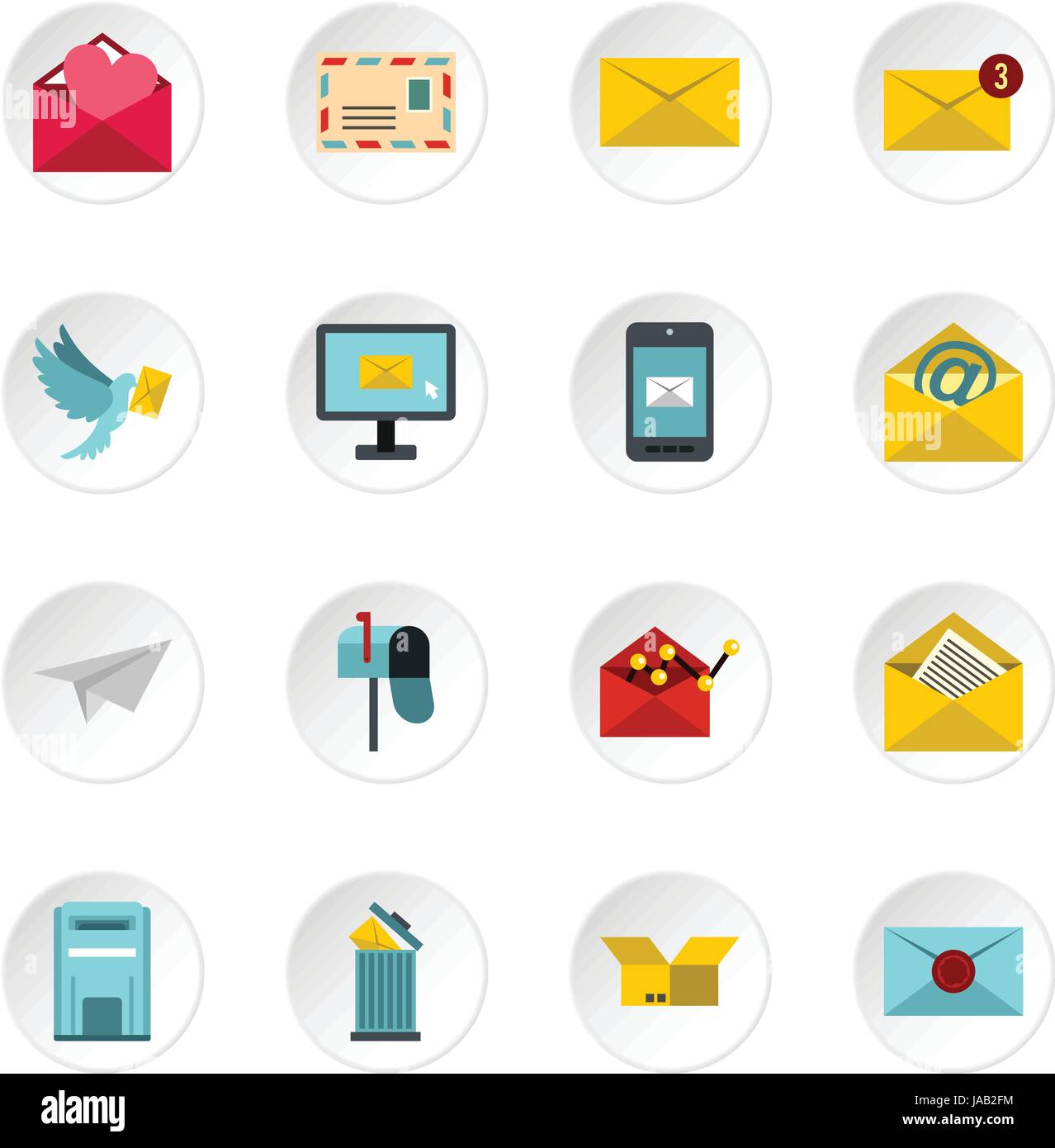 Email icons icons set, flat style Stock Vector Image & Art - Alamy
