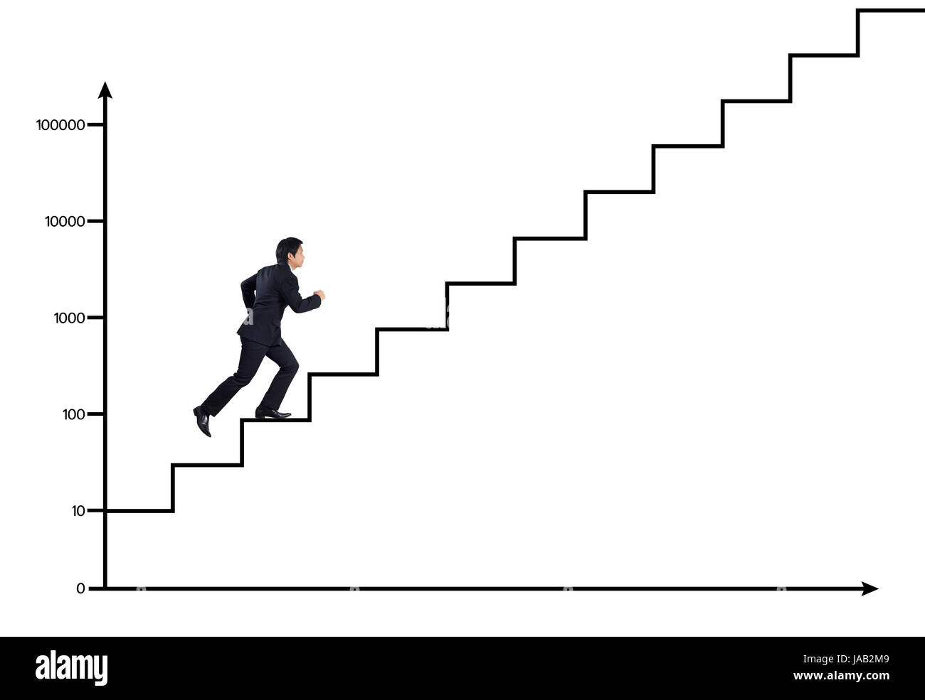 business man start to run and climb up success stair Stock Photo - Alamy
