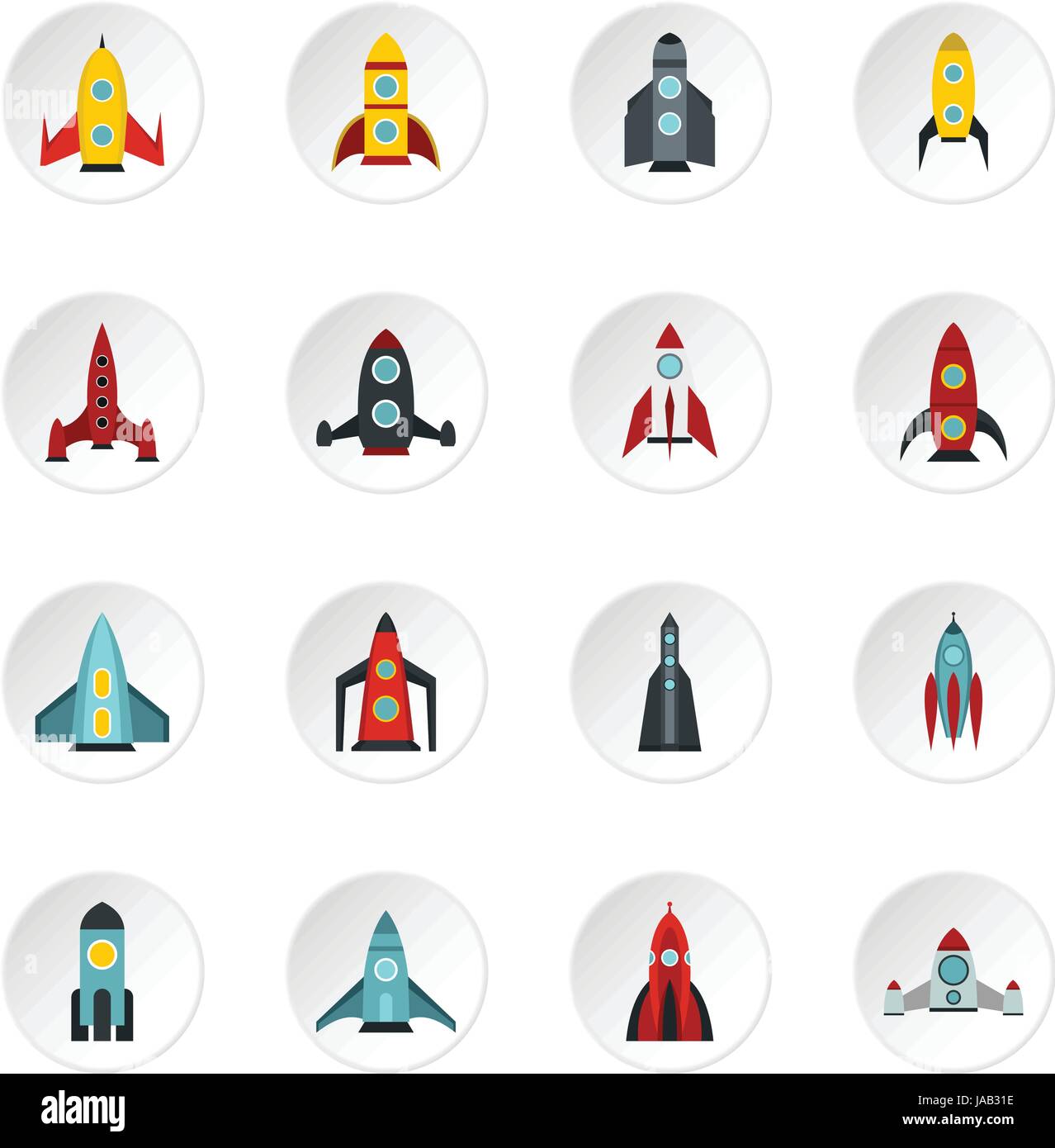 Rocket icons set. Flat illustration of 16 rocket vector icons for web ...