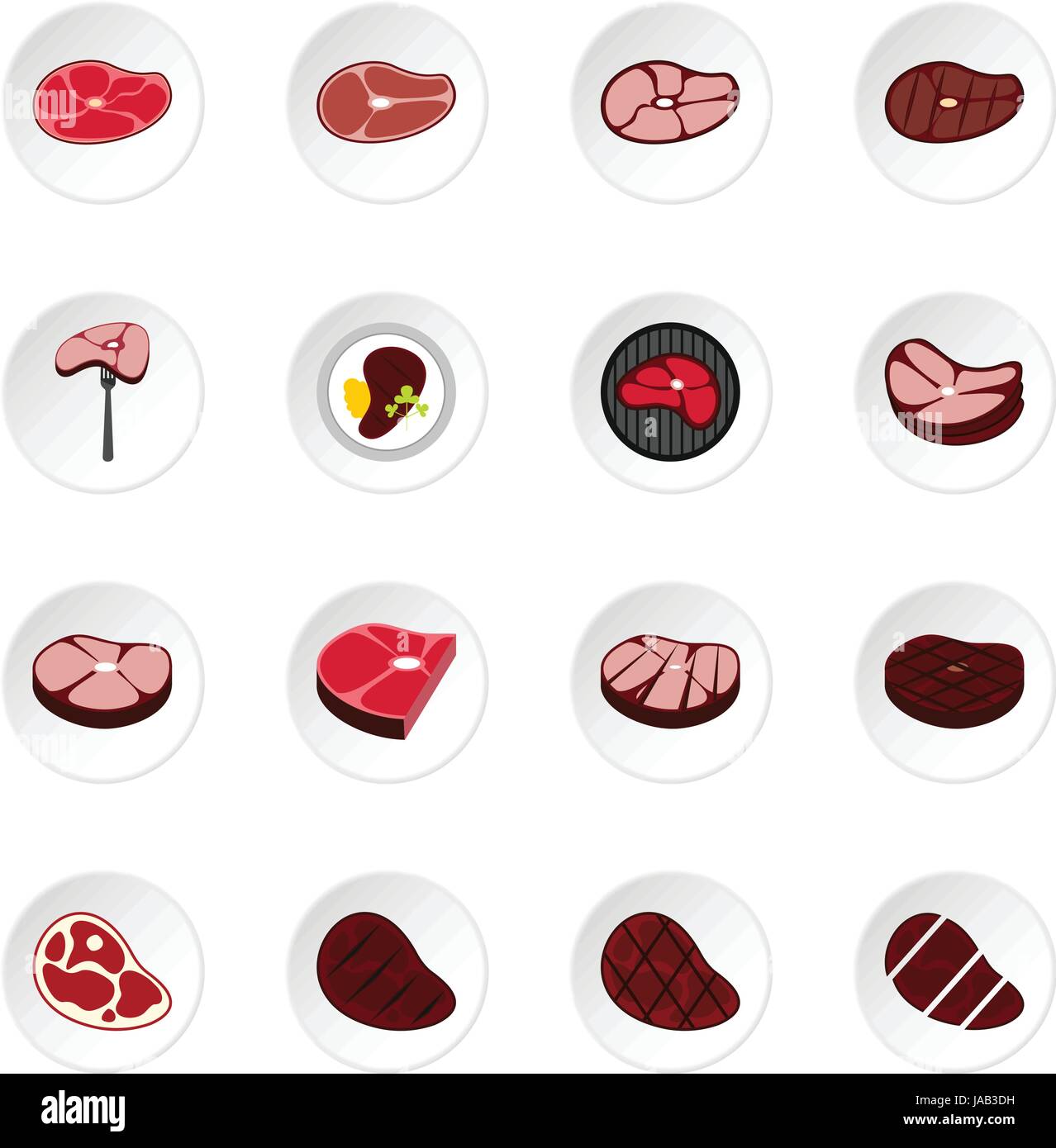 Steak icons set. Flat illustration of 16 steak vector icons for web ...